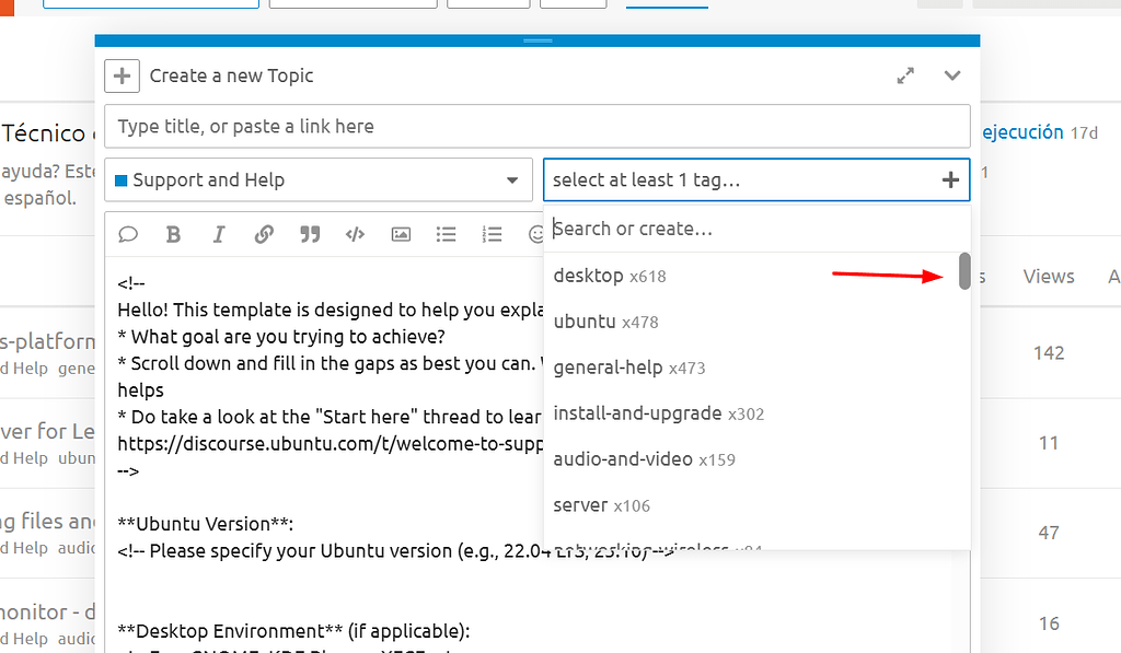 Support Tag Scrolling - Site Feedback - Ubuntu Community Hub